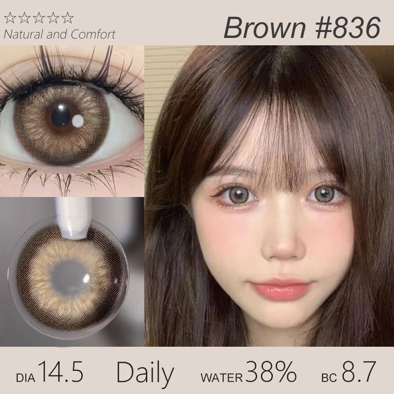 Yearly Colored Lens with power（1 Pair）naturally enlarge your eyes hot ...