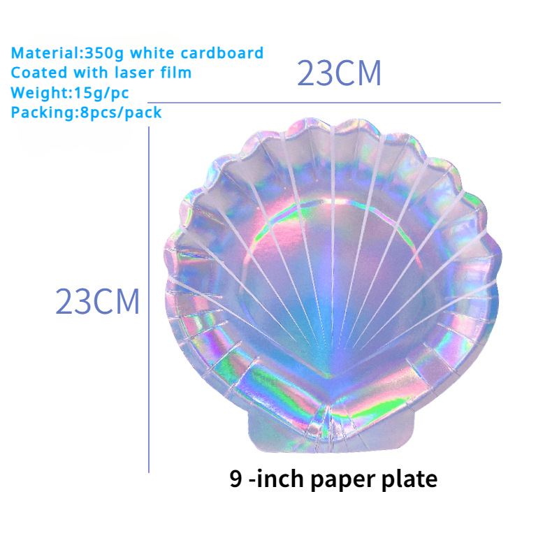 Mermaid Party Laser Shell Tableware Disposable Paper Plate | Lazada ...