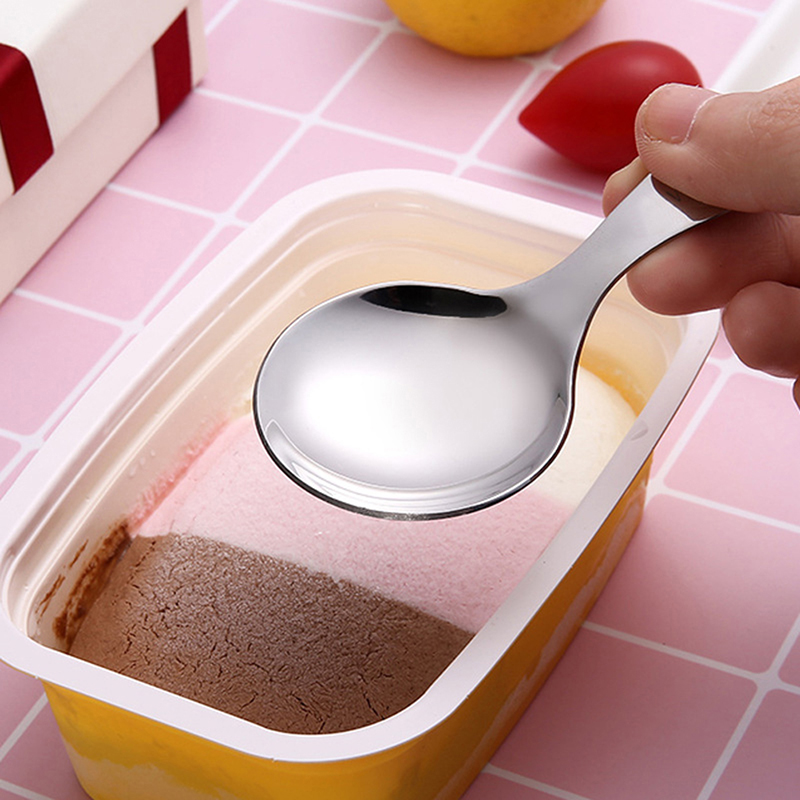 Cute Stainless Steel Spoon Short Handle Gold Ice Cream Tea Coffee Spoon ...