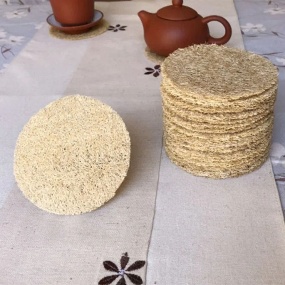 Home Accessorie Round Tea Cup Mat Natural Loofah Fibre Teapot Pad ...