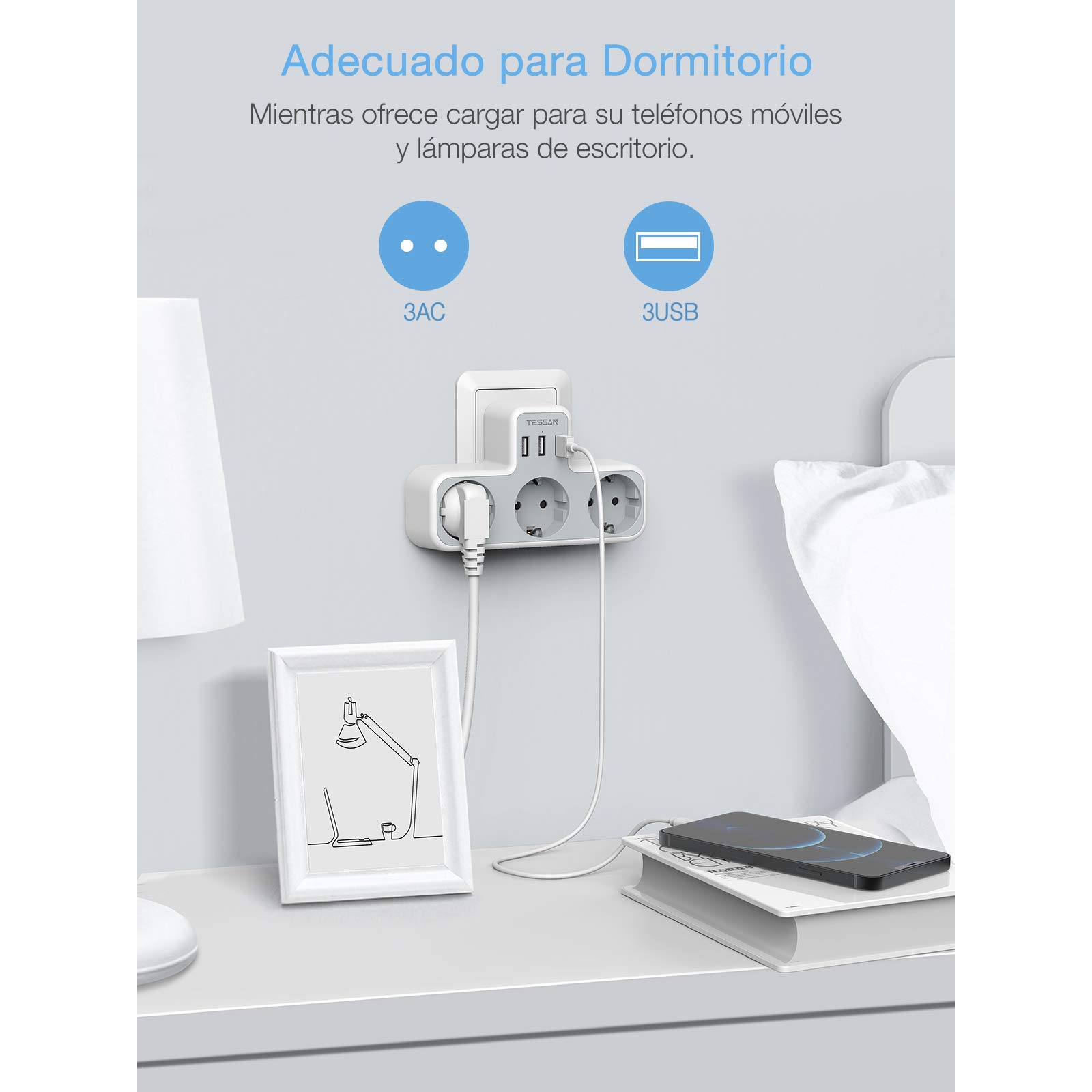 【Folio & Light】Tessan Multiple Wall Socket With 3 Ac Outlets 3 Usb ...