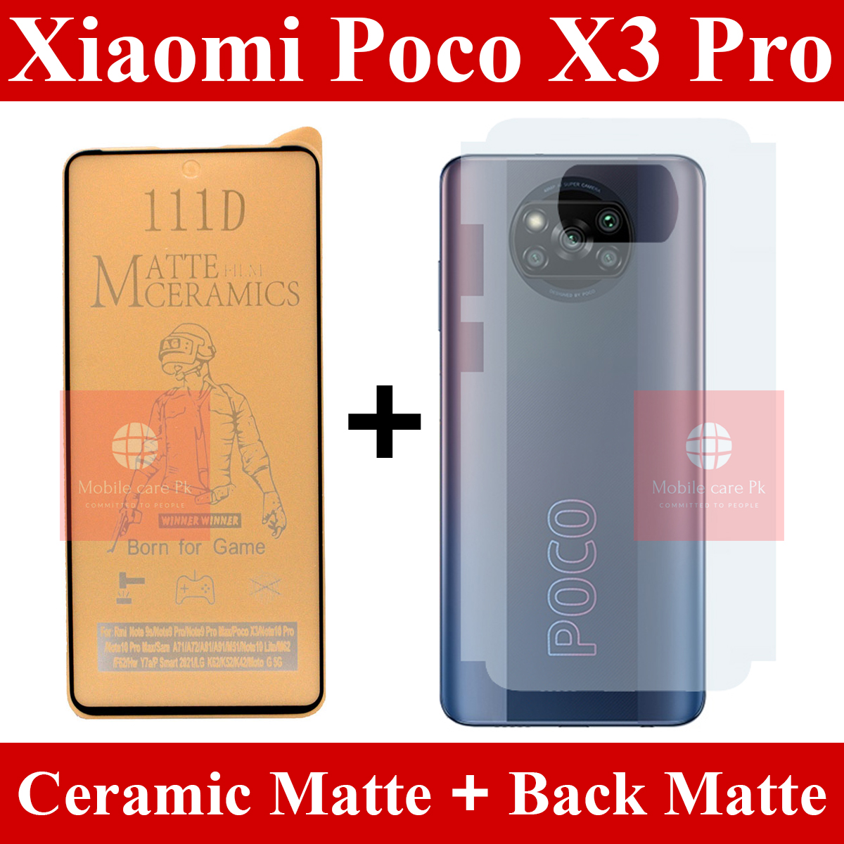 Xiaomi Poco X3 Pro Matte Glass Fiber Glass Protector + Back Protector ...