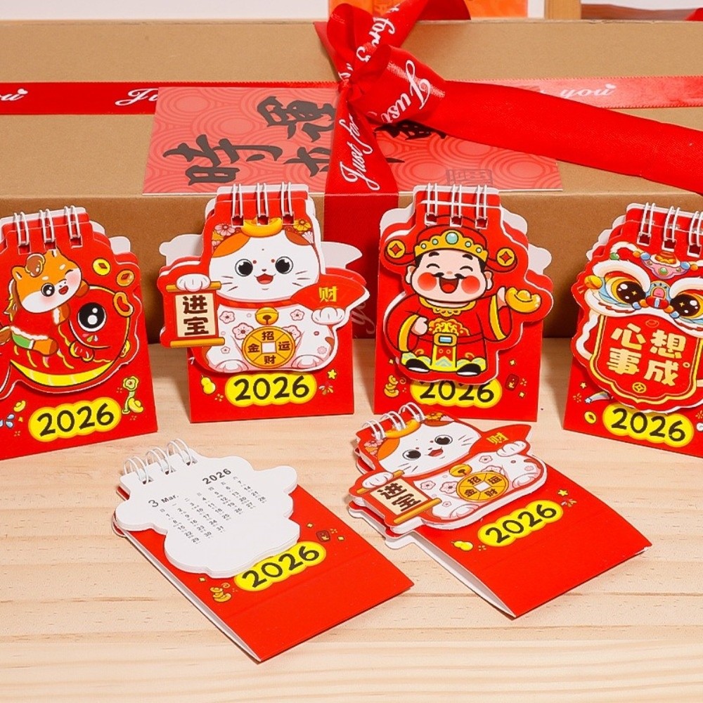 Good Lucky Mini 2026 Desk Calendar Cartoon Lucky Cat Portable Coil ...