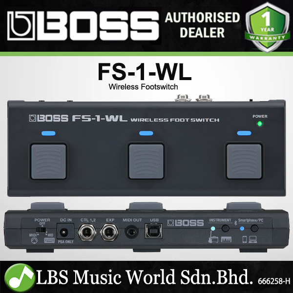 Boss FS-1-WL Bluetooth Wireless Footswitch with USB and TRS (FS1WL FS1 ...