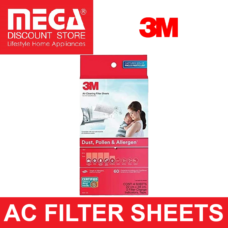3M 9808-CEN AIR CLEANING FILTER SHEETS FOR AIRCON - DUST, POLLEN & ALLERGEN | Lazada Singapore