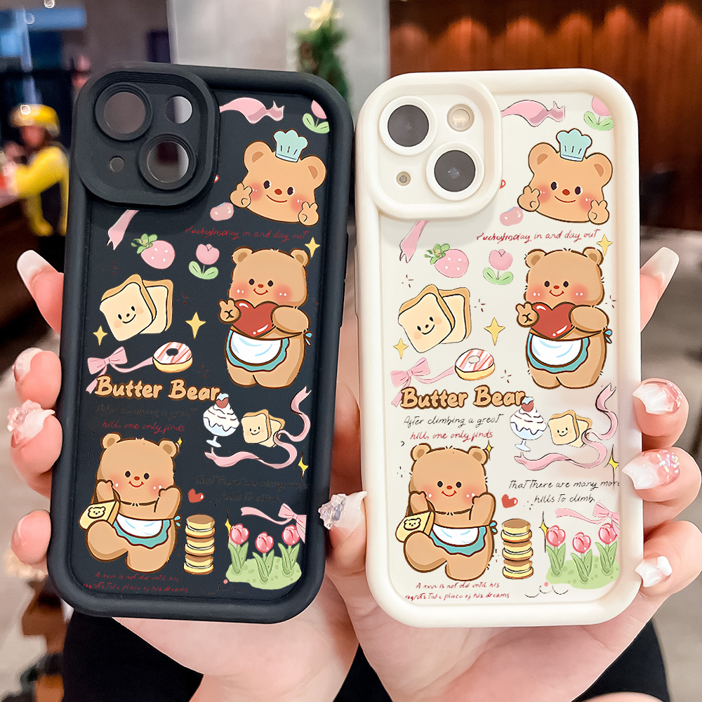 Jizetin for iPhone 16 Pro Max 16 Plus Back Cover Butter Bear Ladder ...
