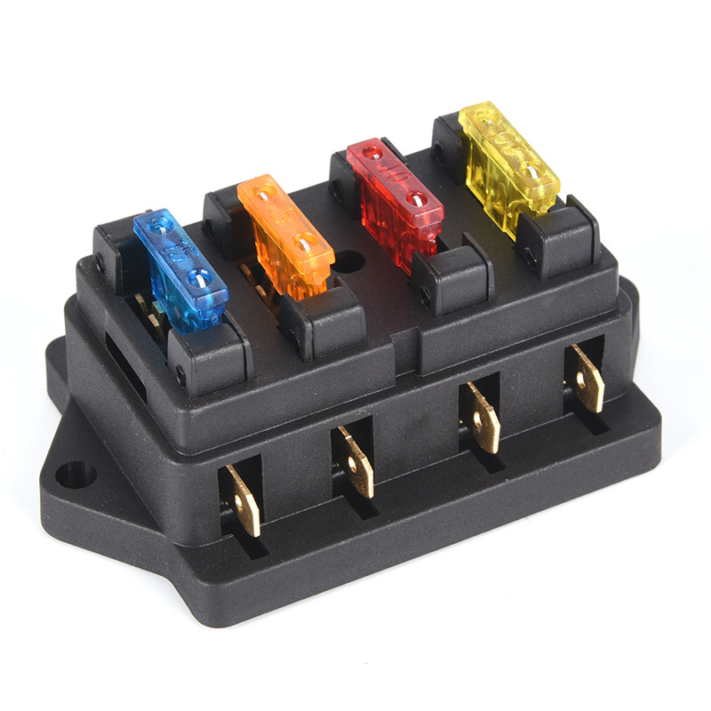Car 4 Way Circuit Standard ATO Blade Fuse Box Block Holder 12V/24V+4 ...