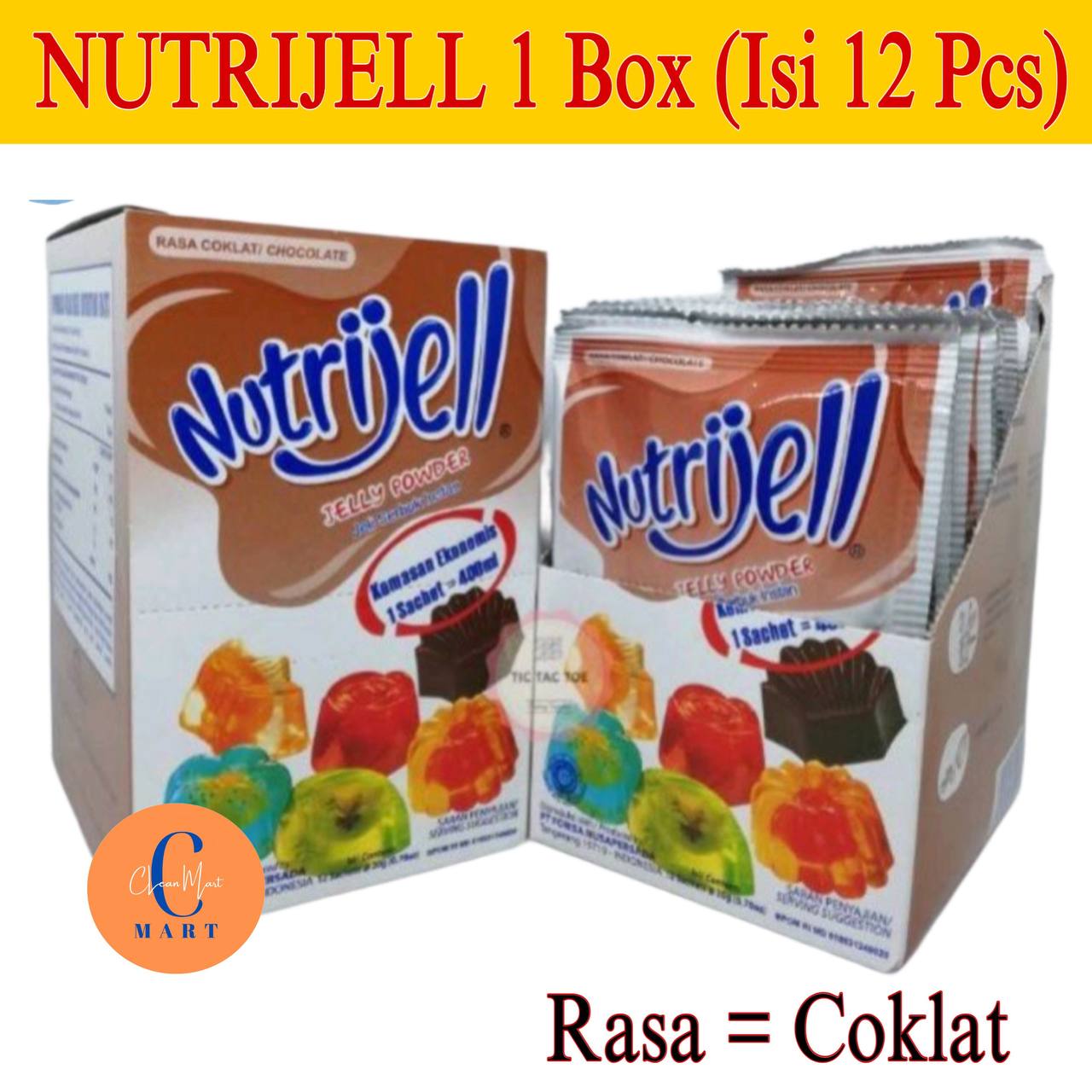 Nutrijel Jelly Instant 15gr Rasa Coklat Kemasan Ekonomis 1 Pack / 12 ...