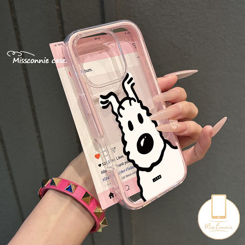 Lucky Cartoon White Little Dog Line Graffiti Case Compatible For IPhone ...