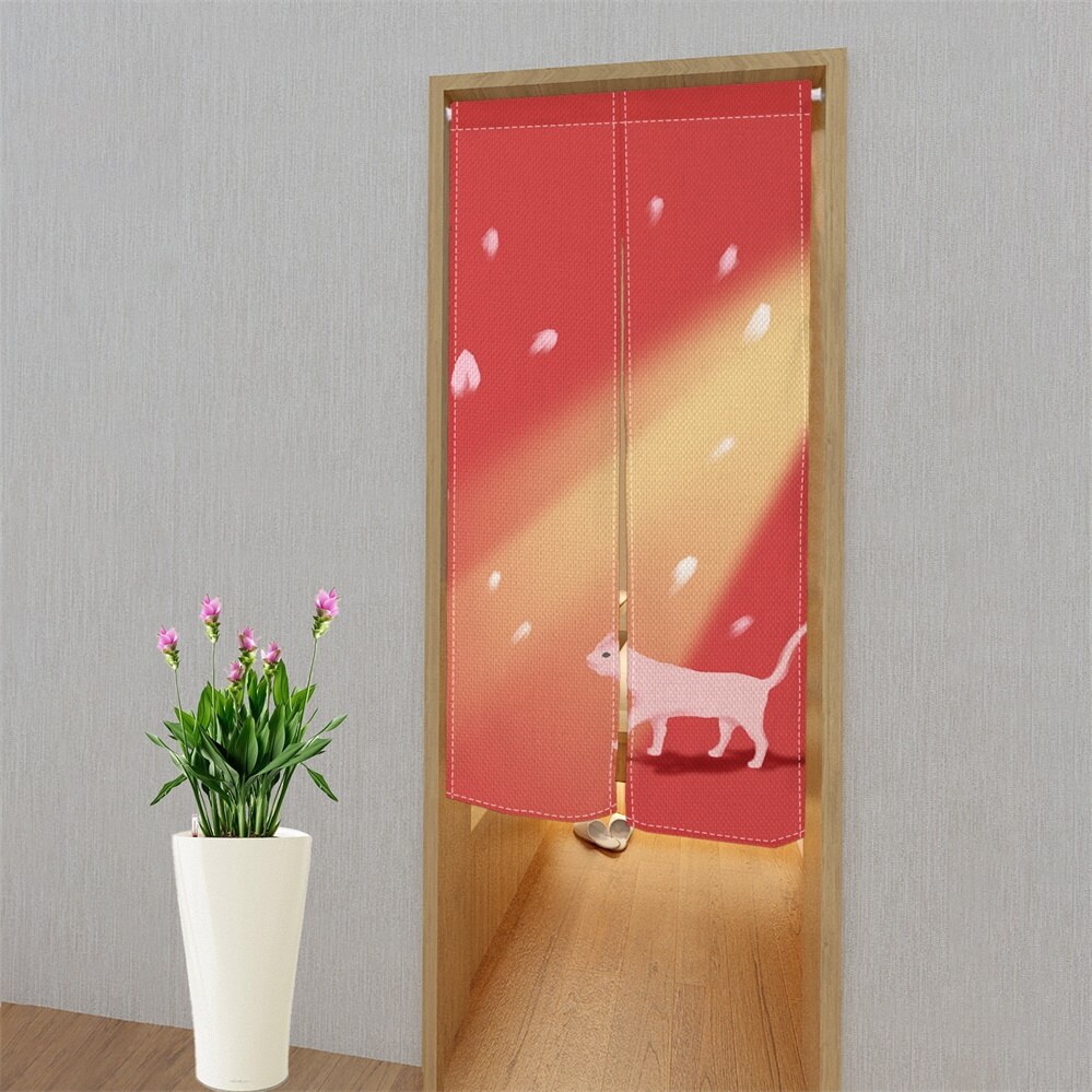 Fashion 2023 Tirai Door Japanese Sakura Flower Partition Print Door ...
