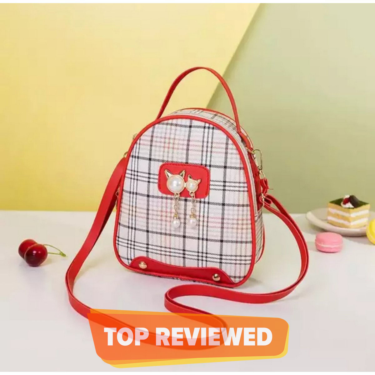 3 Styles Use Check Print Mini Bag For Girl's(Backpack+Cross Body ...