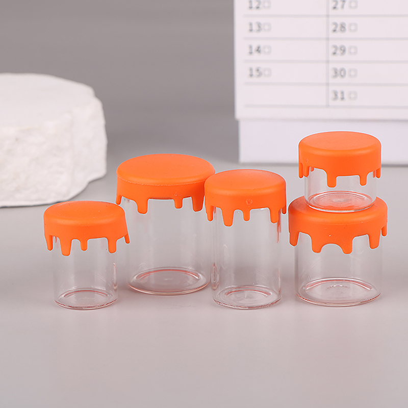 2Pcs Glass Jars With Silicone Lid Case Jar Bottle Wax Container Kitchen ...