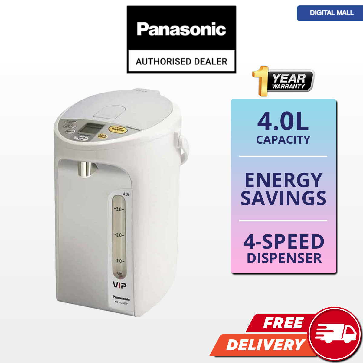 PANASONIC NC-HU401P Thermo Pot 4.0L Save Energy NC-HU401PZSK 4 Speed ...