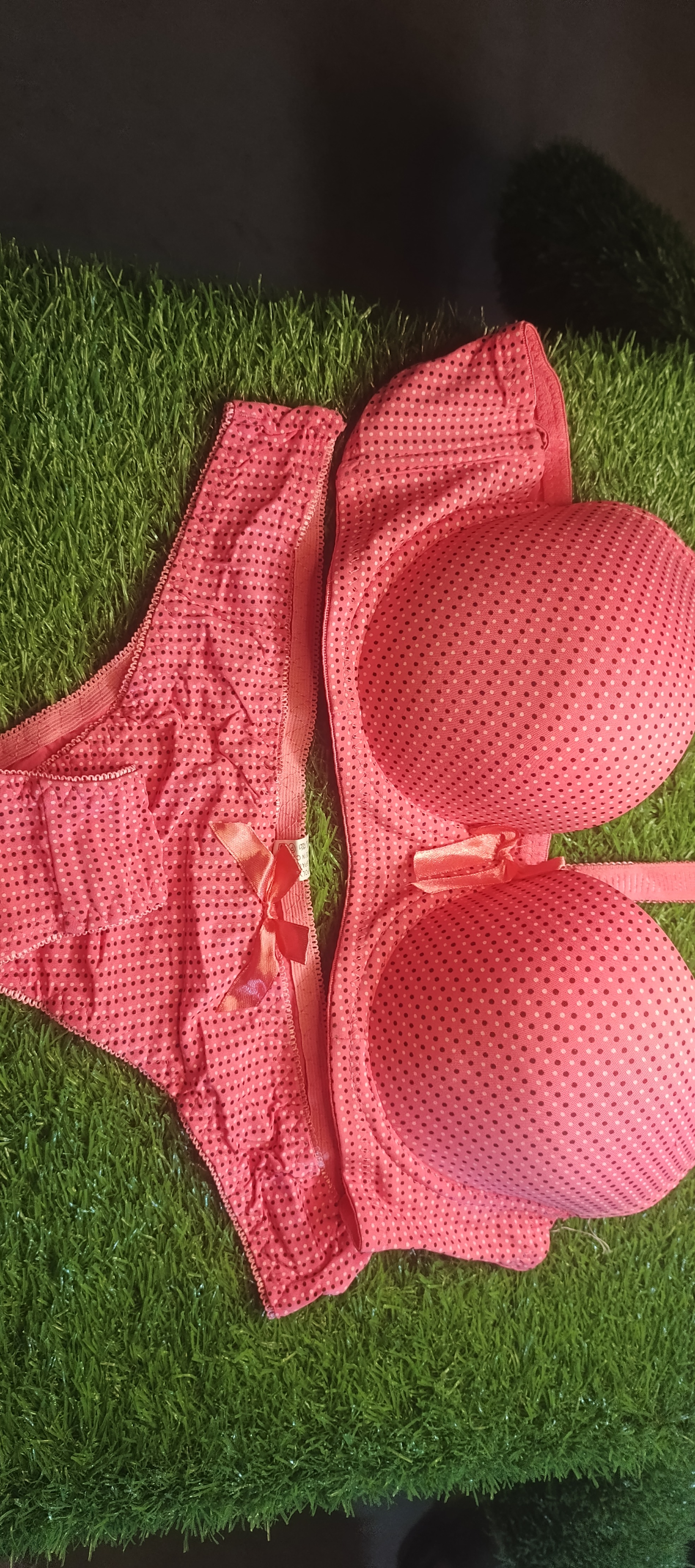 set of 2 (Bra&panty) Stylish Polka Dot Padded Bra & Panty Set | Soft ...
