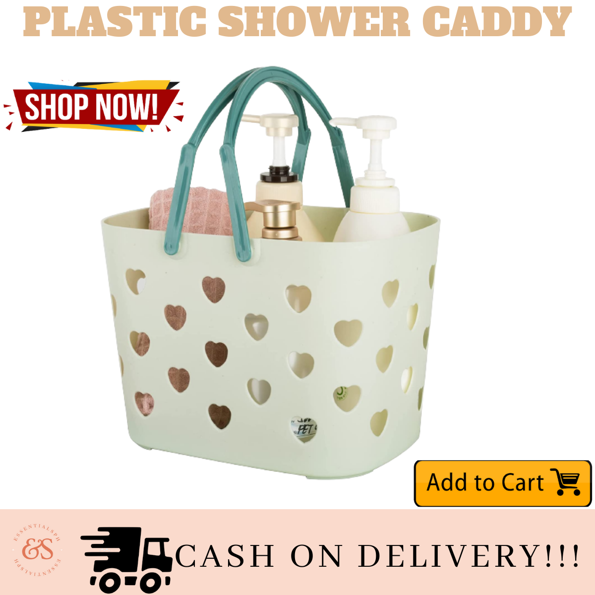 Portable Shower Caddy Tote Heart Shaped Hollow Plastic Storage Basket ...