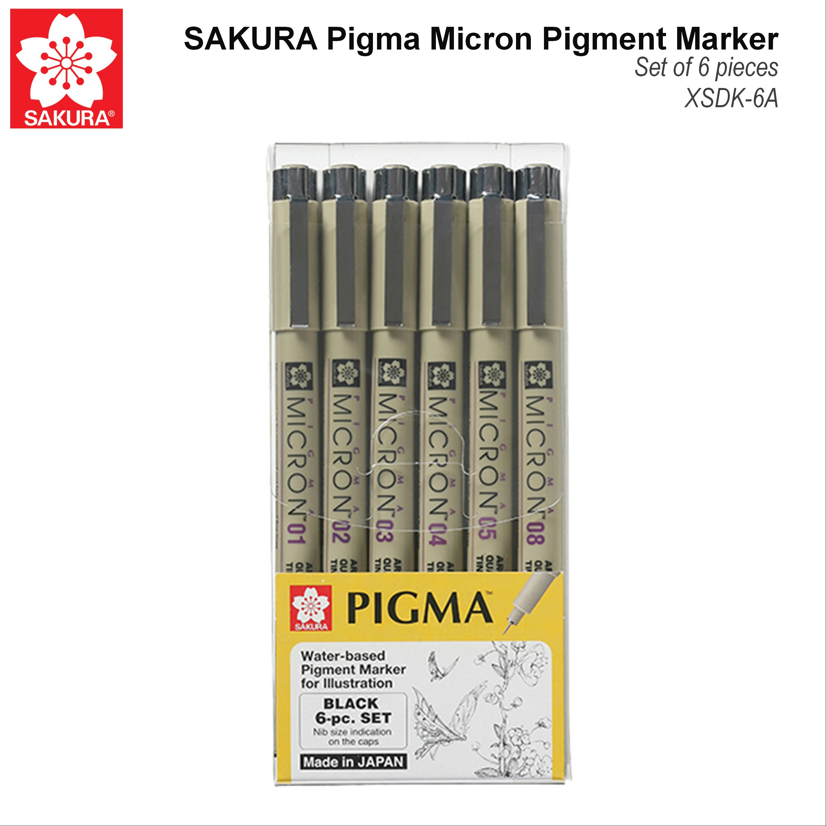 SAKURA Pigma Micron Pigment Marker XSDK-6A Set of 6 pieces | Lazada Singapore