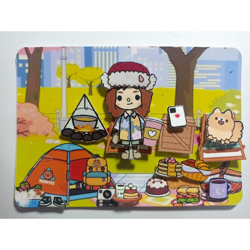 COD Toca boca paper doll Camping laminated with velcro | Lazada PH