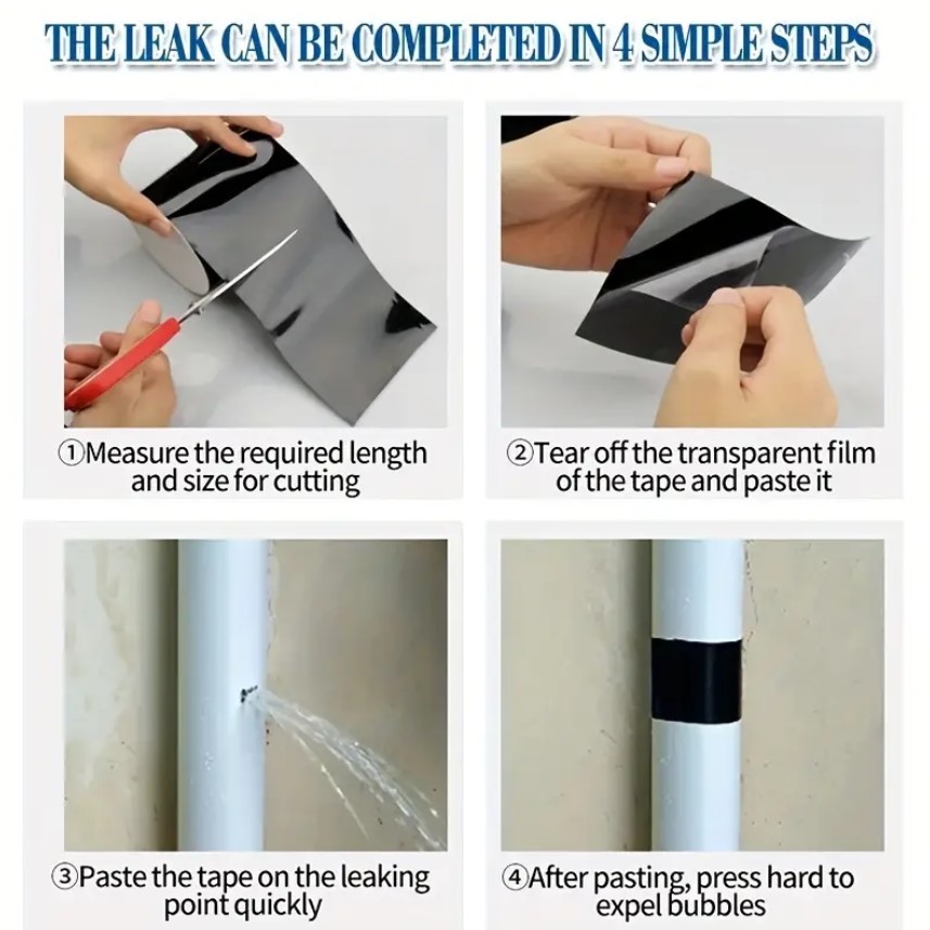 Super Strong Waterproof PVC Pipe Tape - 5ft Long, 2 inches, Leak-Proof ...