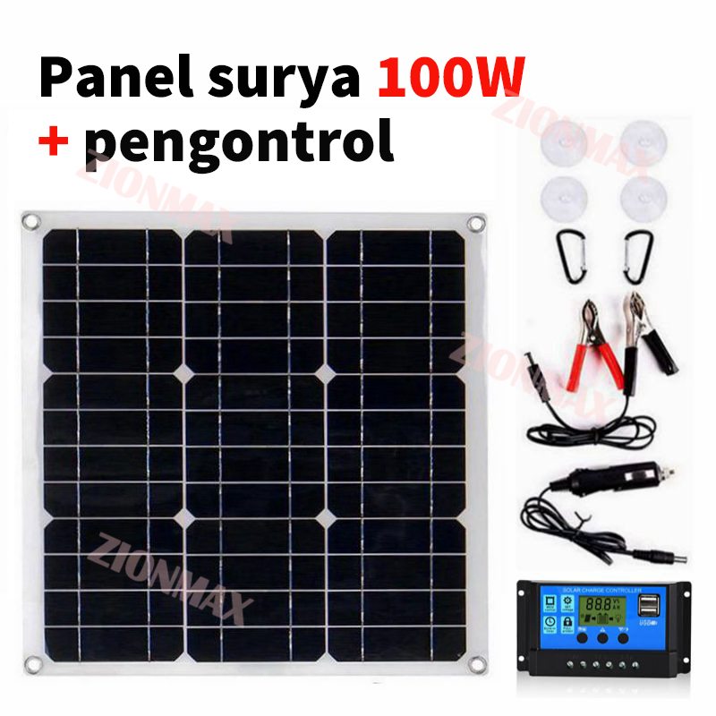 60w/100w Solar Panel Surya Pembangkit Listrik Panel Tenaga Surya 1 ...