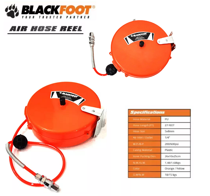 Blackfoot Air Hose Reel Selang Compresor Angin Otomatis Panjang 8 Meter ...