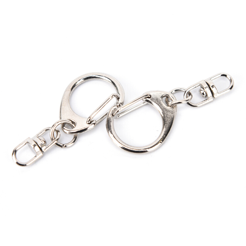 10pcs DIY Polished Silver Keyring Keychain Split Ring Short Chain Key ...