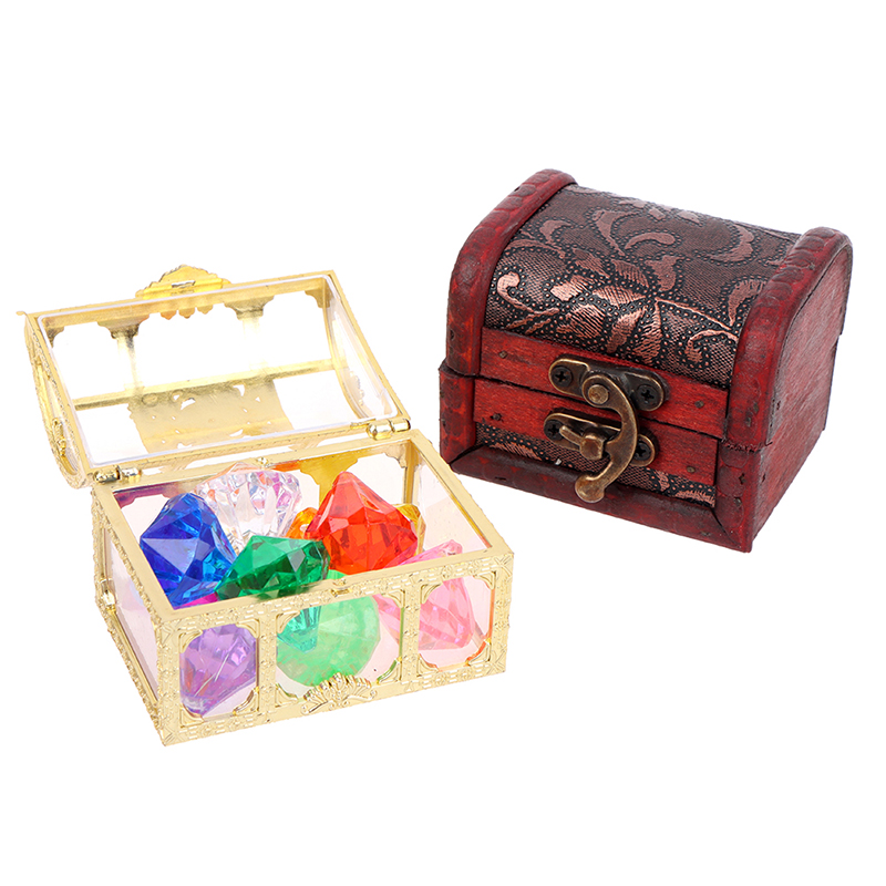 Diving Gem Pool Toy 10 Big Colorful Diamonds with Treasure Pirate Box ...