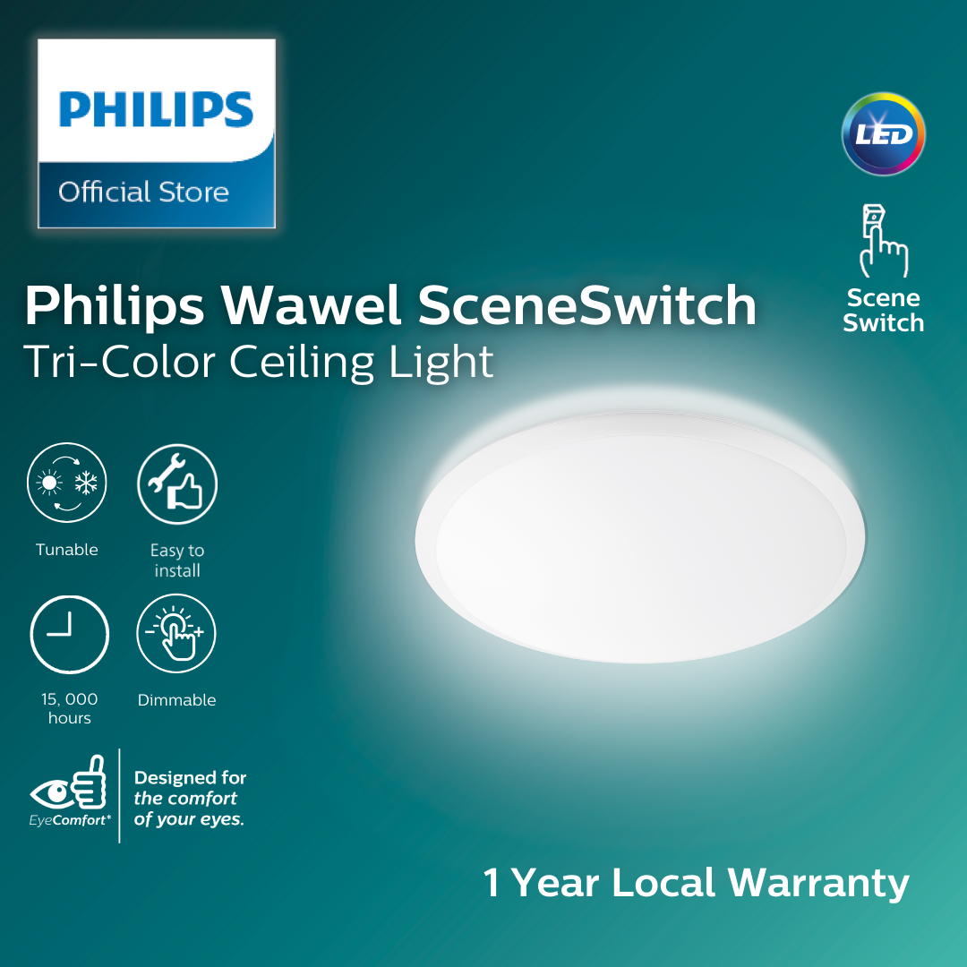 Philips Wawel LED Ceiling Light with Scene Switch | One switch, four lighting colors, Warm White ...