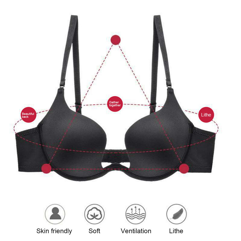 Women Deep U Bra Backless Intimates Underwire Open Cup Push Up Bras ...