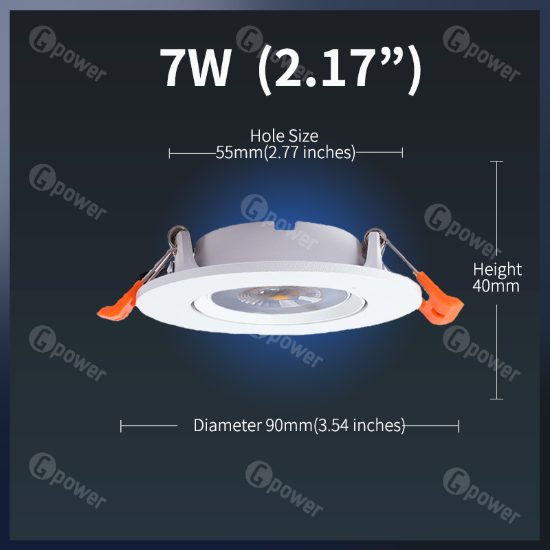 GPower LED Tri Color 3W 7W Recessed Spotlight Adjustable Downlight Home ...