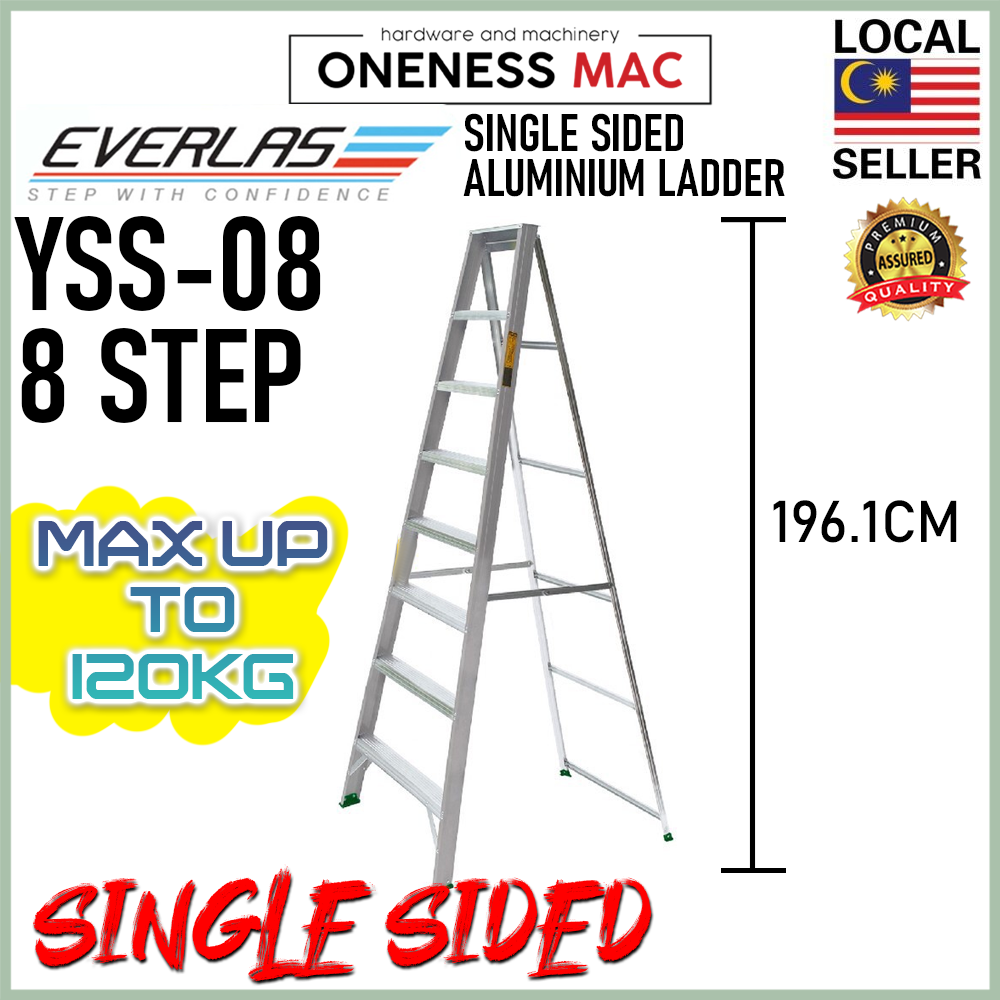 ''EVERLAS'' SINGLE SIDED ALUMINIUM LADDER 8 STEP YSS-08 | Lazada