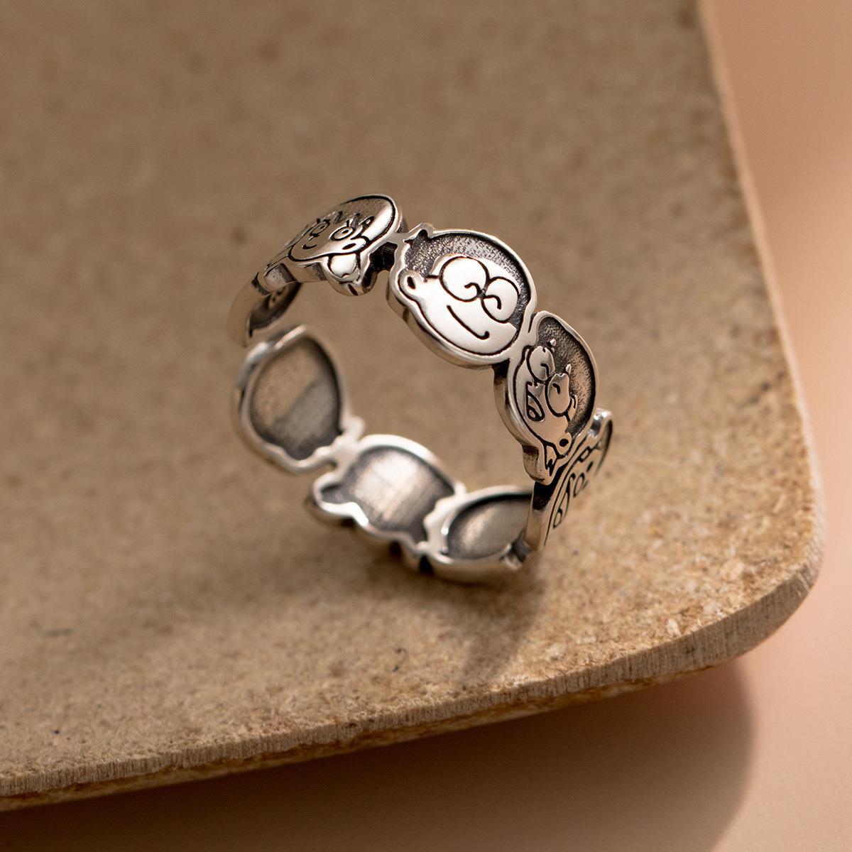 Doraemon Ring Women's Cute Cartoon Ins Style Personality Family Opening ...