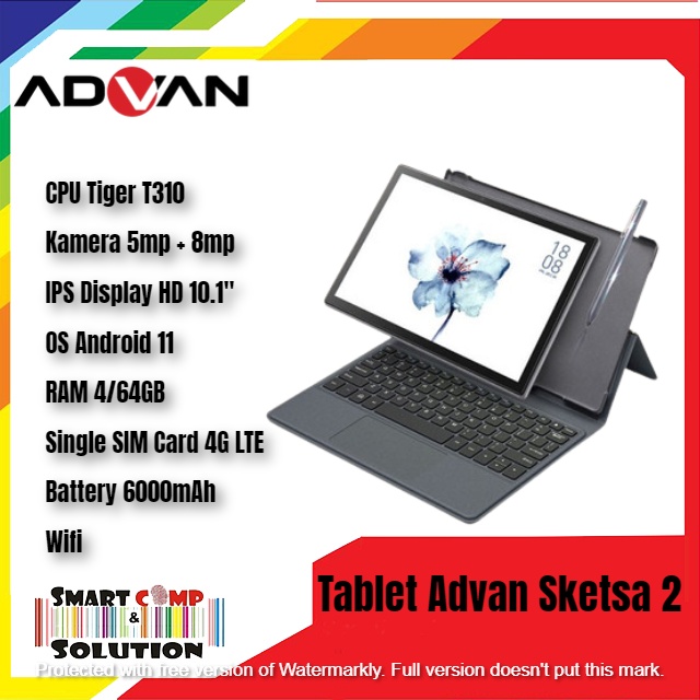 Tablet Advan Android Sketsa 2 10 inch 4G 4/64GB Free Keyboard | Lazada ...