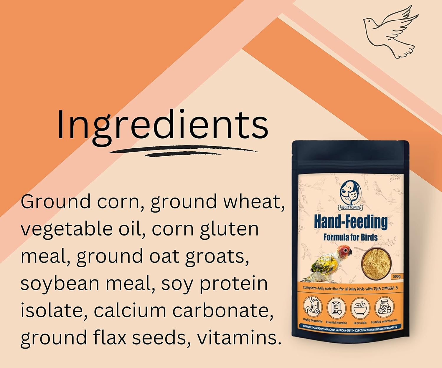 Foodie Puppies Hand Feeding Formula Bird Food - 500gm (Pack of 1 ...