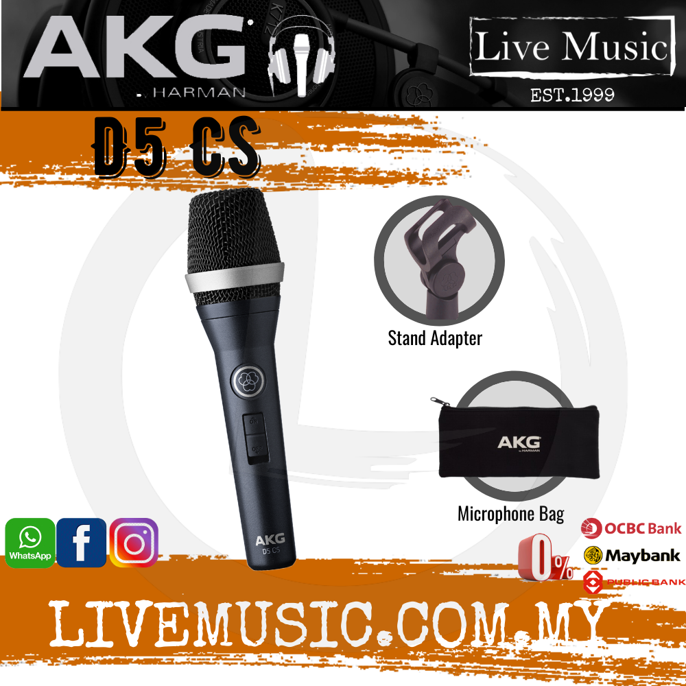 AKG D5 CS Professional Dynamic Vocal Microphone with on/off Switch ...