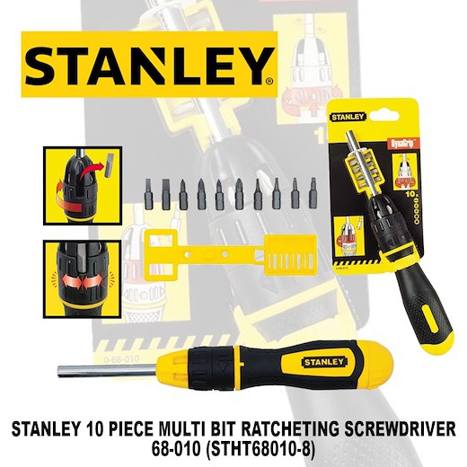 STANLEY 10-PIECE MULTI BIT RATCHETING SCREWDRIVER [STHT68010-8 ...