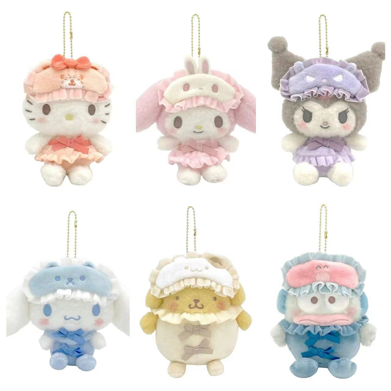 Sanrio HelloKitty Eye Mask Pajamas Plush Toy Keychain Kuromi Melody ...