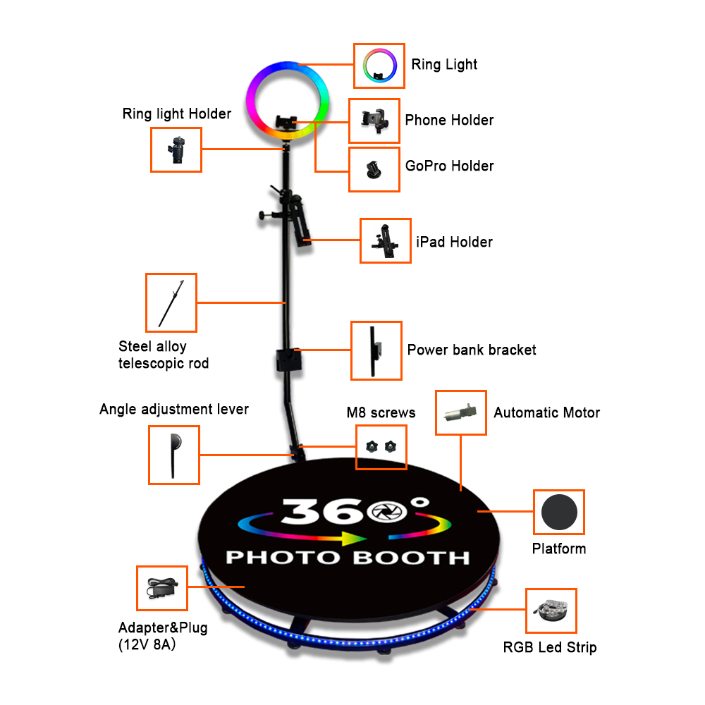 360 Photo Booth Machine Rotating Selfie 360 Video Camera Booth ...