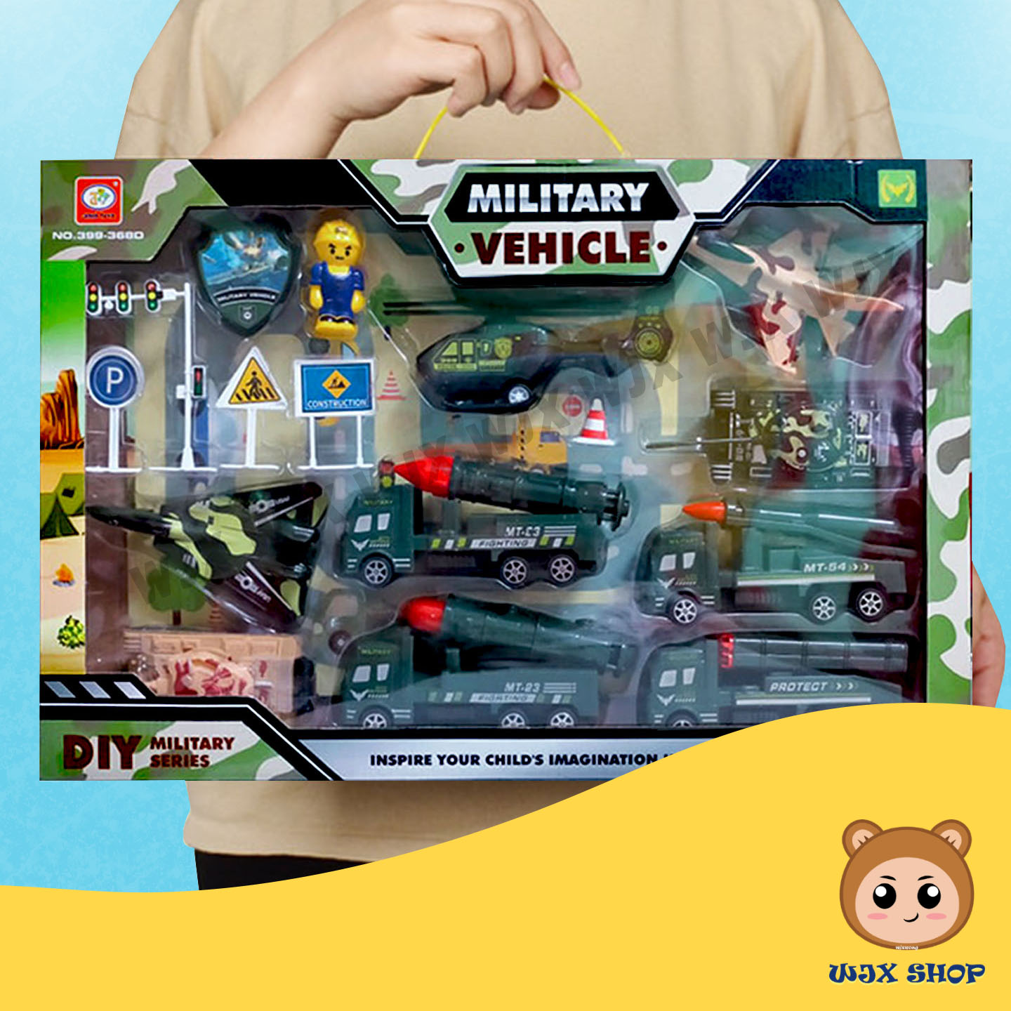 WJX 9in1 Military Army Soldier Tank Helicopter Truck Jet Road Sign Doll ...