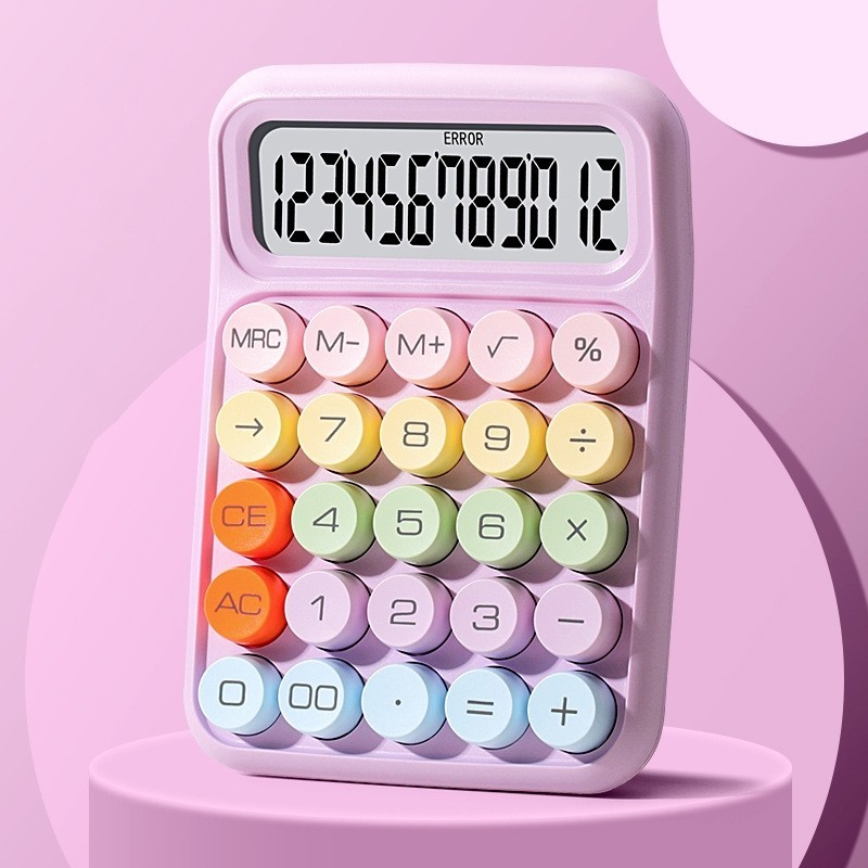 Korean Dopamine Color Calculator 12 Digits Large Display Mechanical Dot ...