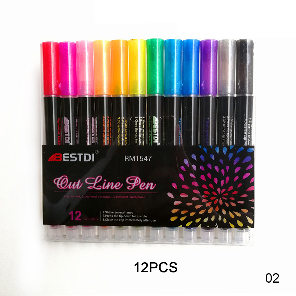 FG 8/12 Pcs/Set Marke Pen Art Line Pen Outline MarkerDiy Magic Pens ...