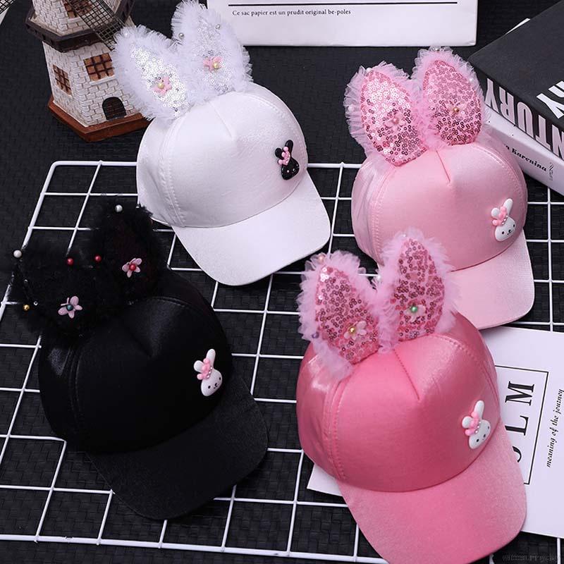 Kids Girls Hat Children Cute Sequins Print Caps Child Adjustable Sun ...