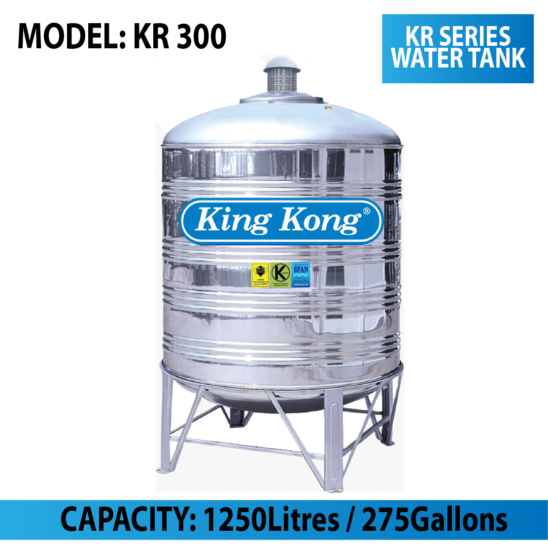 King Kong Stainless Steel Water Tank VERTICAL ROUND BOTTOM TANK WITH ...