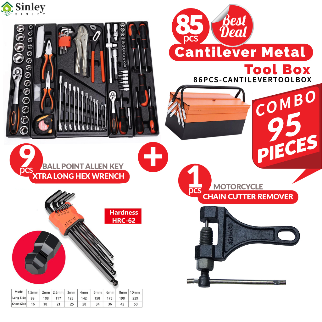 Sinley 85PCS Heavy Duty Tools Box Full Set Metal Tool Box Set Tool Box ...