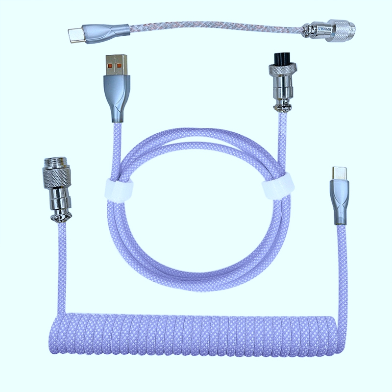 Type-C USB Mechanical Keyboard Coiled Cable RGB Light-Emitting Cable ...