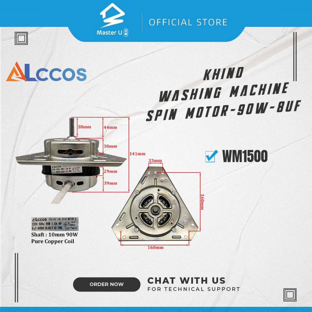 KHIND WM1500 SEMI AUTO WASHING MACHINES SPIN MOTOR - 90W 8UF | Lazada