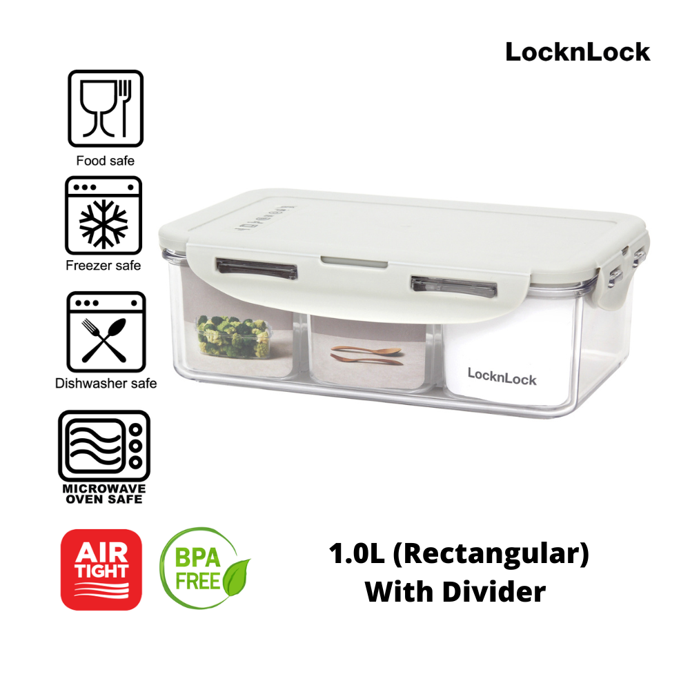 LocknLock 1.0L Divider Bisfree Grey Stackable Airtight Food Container ...