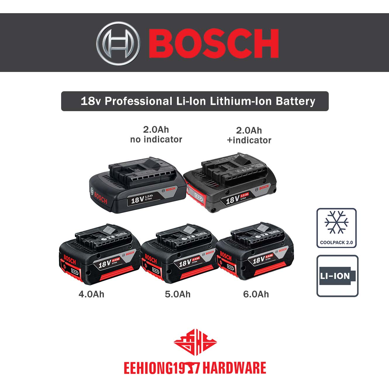 Bosch 18v battery Professional Li-Ion Lithium-Ion Battery GBA18V 2.0Ah ...