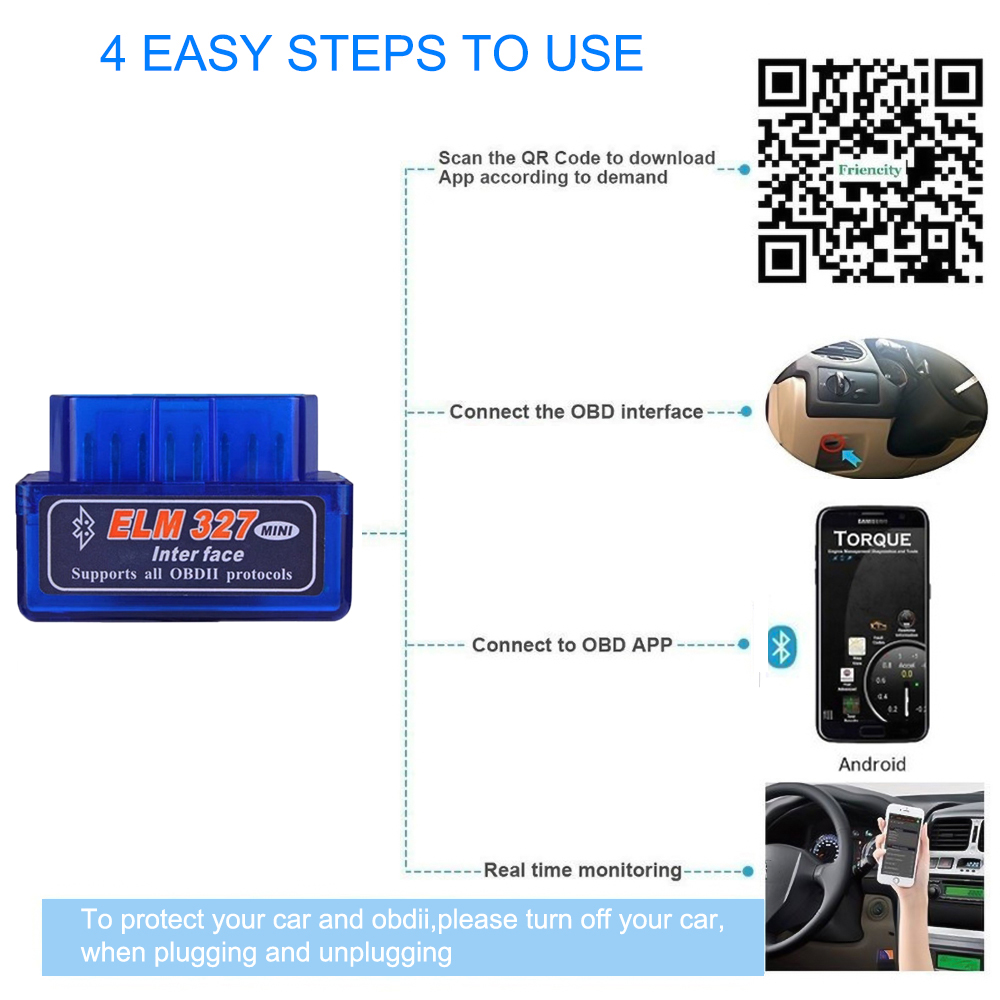 【New-store】 16 PIN Interface V2.1 ELM327 OBD2 Mini Code Reader Scan ...