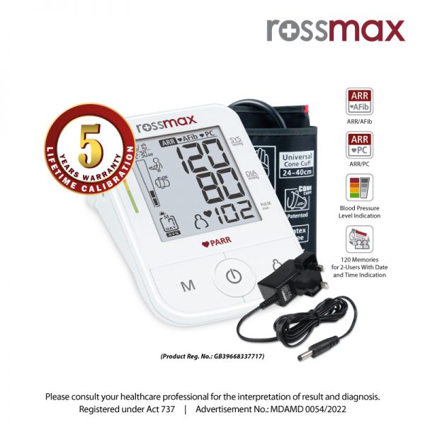 [FREE Adapter] ROSSMAX X5 PARR Blood Pressure Monitor For Artrial ...