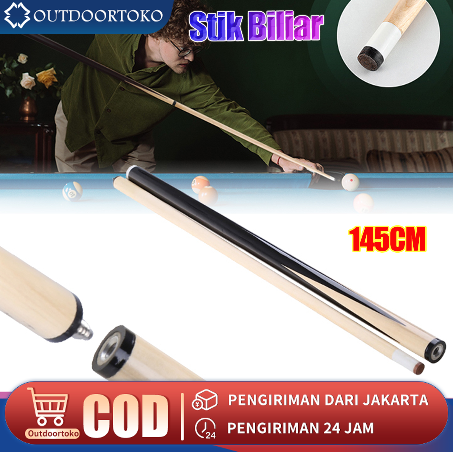 145cm Cue Billiard Amerika Stik Stick Billiard 12mm Untuk Sembilan Bola ...